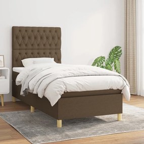 Box spring postel s matrací tmavě hnědá 90x200 cm textil
