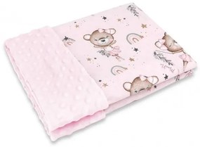 Oboustranná deka, Bavlna/Minky 100 x 75 cm, Little Balerina - růžová