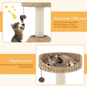 Costway Small Cat Tree s jeskyní a přírodním sisalem a ručně vyrobeným košíkem φ