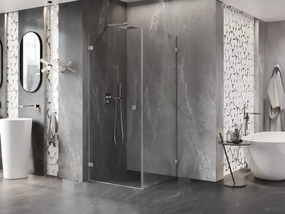 Mexen Lunar-B, výklopný sprchový kout levý 100 x 100 cm, 8mm čiré sklo, ocelový profil, 832-100-100-97-00-L