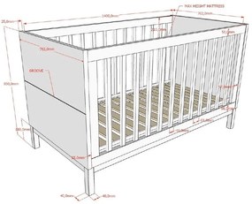 Bílá postýlka z borovicového dřeva 70x140 cm Eva – Vipack