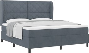 Postel s boxspringem s čelo Tmavě šedá 200 x 180 cm samet 3340995