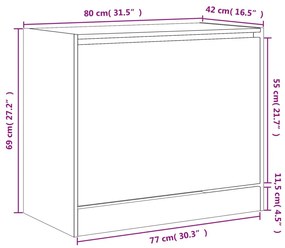 Botník dub sonoma 80 x 42 x 69 cm kompozitní dřevo - Default Title