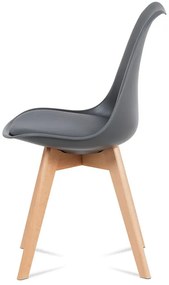 Jídelní židle Autronic CT-752 GREY – plast / PU kůže / masiv buk