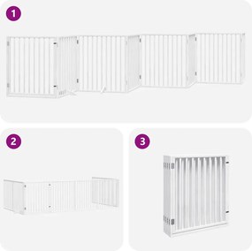 Zábrana pro psy s dvířky skládací 8 panelů bílá 640 cm topol 3155566