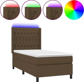 Box spring postel s matrací a LED tmavě hnědá 90x190 cm textil 3138520