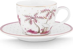 Pip Studio Jolie Dots Gold espresso hrneček s talířkem 100ml, růžový (espresso hrneček s talířkem)