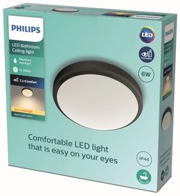 Philips 8719514326583 led stropní svítidlo doris 1x6w | 600lm | 2700k | ip44 - černá
