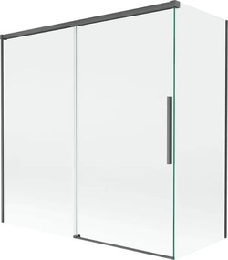 Mexen Rox, 2-křídlová posuvná vanová zástěna 160 + 80 x 150 cm, 8mm čiré sklo, broušený grafit profil, 8C9-160-080-66-00