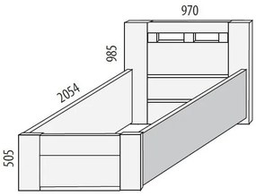 Zvýšené jednolůžko s úložným prostorem VALENCIA senior 90x200, masiv buk