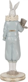 Dekorace figurka bílý králík v modrém obleku - 11*10*31 cm