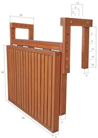Závěsný balkonový stolek 64x65 cm Berkeley – Garden Pleasure