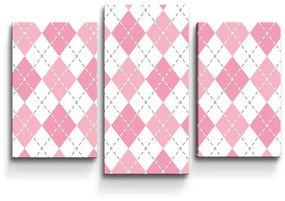 Sablio Obraz - 3-dílný Růžové a bílé kosočtverečky - 75x50 cm
