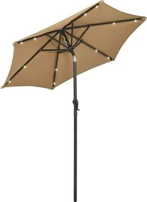 Zahradní slunečník s LED osvětlením taupe 200 x 211 cm hliník 313560