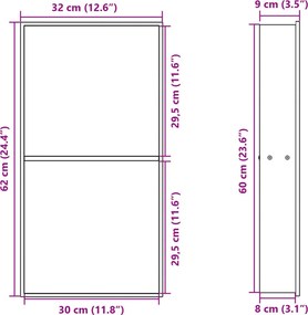 vidaXL Nika do sprchového koutu broušená 32 x 62 x 9 cm nerez [4005135] Barva: Černá