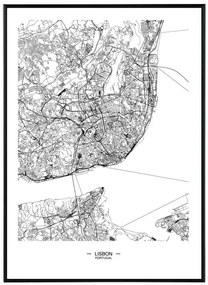 Lisbon map - 50x70 cm Obraz