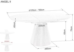 Rozkládací jídelní stůl Angel 120/160 cm šedý mramor/černý