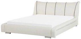 Kožená postel 180 x 200 cm bílá NANTES Beliani