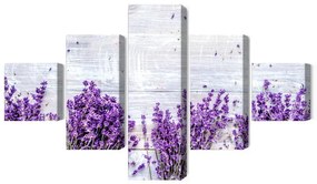 Vícedílný obraz Květy Levandule Na Pozadí Rustikální Dřevěné Prkno Nedostatek Nedostatek Plátno Canvas 250x150