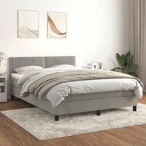 Box spring postel s matrací světle šedá 140x190 cm samet,  3141239