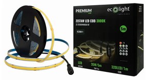 ECOLIGHT COB LED pásek 35W - 24V - 320 - 5M - 3000k - teplá bílá + dálkový ovladač