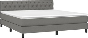 Box spring postel s matrací a LED tmavě šedá 160x200 cm textil 3133406