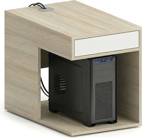 Kancelářský kontejner na PC pro stoly FUTURE, 1 zásuvka, 500 x 750 x 600 mm, bílá/dub přírodní