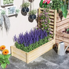 Outsunny Čtvercový dřevěný zahradní květináč s treláží 115 x 60 x 110 cm v přírodním dřevě | Aosom