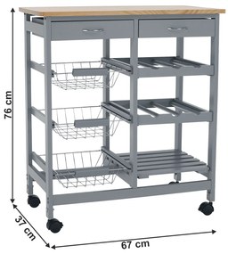 Kondela Servírovací vozík, šedá/přírodní, BARABE