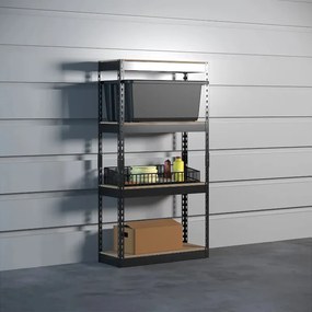Fistar Regál 180x160x60 cm kovový lakovaný 4-policový, nosnost 700 kg - ČERNÝ