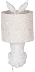 Bílo-zlatá stolní lampa králík s bílým režným stínidlem Konijn – 20x43 cm
