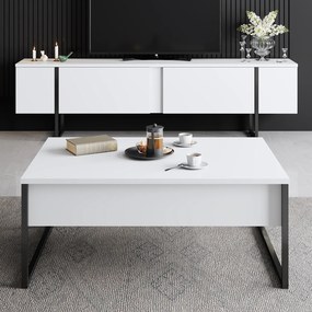 Luxe TV stolek na nožičkách, bílá / černá