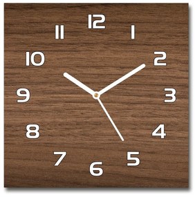 Wallmuralia Skleněné hodiny na stěnu Dřevěné pozadí 30x30 cm