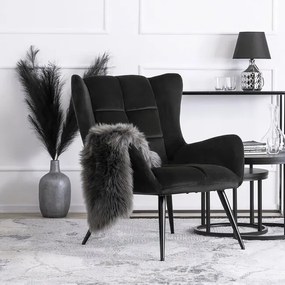 Designové křeslo Viborg ušák černá velur