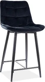 Nábytkáři ORFA CHIC H2 Velvet -barová židle, látka ČERNÁ Bluvel 19/nohy černý kov  (S) -(CHICH2VCBE)-1BALÍK)(K150-E)