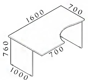 Ergonomický stůl Visio 160 x 100 cm, levý / Buk