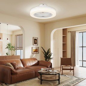 HOMCOM Stropní ventilátor s osvětlením a dálkovým ovládáním, Ø46 cm, 40W stmívatelné LED stropní světlo s ventilátorem, 6 rychlostí, časovač, reverzi…