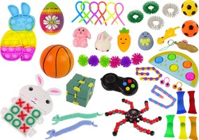 LEAN Toys Sada velikonočních hraček Fidget Toys Pop It Squishy na odbourání stresu, 42 dílů