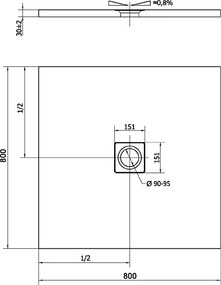 Polysan FLEXIA 80 x 80 x 3 cm 72941MAT vanička z litého mramoru s možností úpravy rozměru bílá