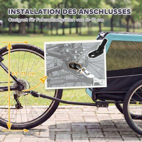Skládací přívěs na kolo s bezpečnostními odrazkami, vodítko, pro středně velké psy do 20 kg 143 x 70 x 90 cm Světle modrý