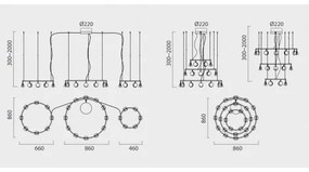 Závěsné svítidlo SHELL MANTRA 7355 3 kruhy, LED, zlatá barva Mantra 7355