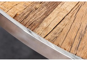 Massive home | Kulatý jídelní stůl BARRACUDA 120 CM sklo/masiv teak