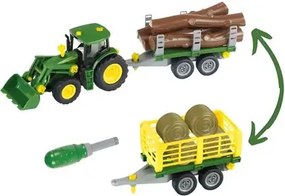 Traktor John Deere s natáčecím řízením a 2 přívěsy / Traktor / 2 přívě