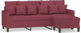 3místná pohovka s podnožkou vínová 180 cm textil 3201095