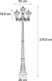 Klasické venkovní sloupkové svítidlo černé 217 cm IP44 - New Haven Hammered