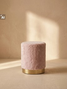 Sinsay - Taburet s kožešinou a lesklou základnou - pastelová růžová