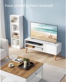 TV stolek – bílý minimalistický design, 120 × 40 × 49 cm