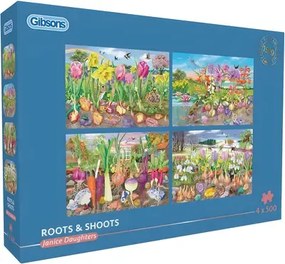 GIBSONS Puzzle Kořínky a výhonky / 4x500 dílků / 49 x 34 cm