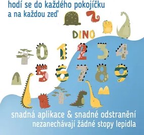 Sipo Nástěnné samolepky do dětského pokoje, Dino Numbers