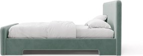 Světle modrá čalouněná dvoulůžková postel s roštem 140x200 cm Eda – Micadoni